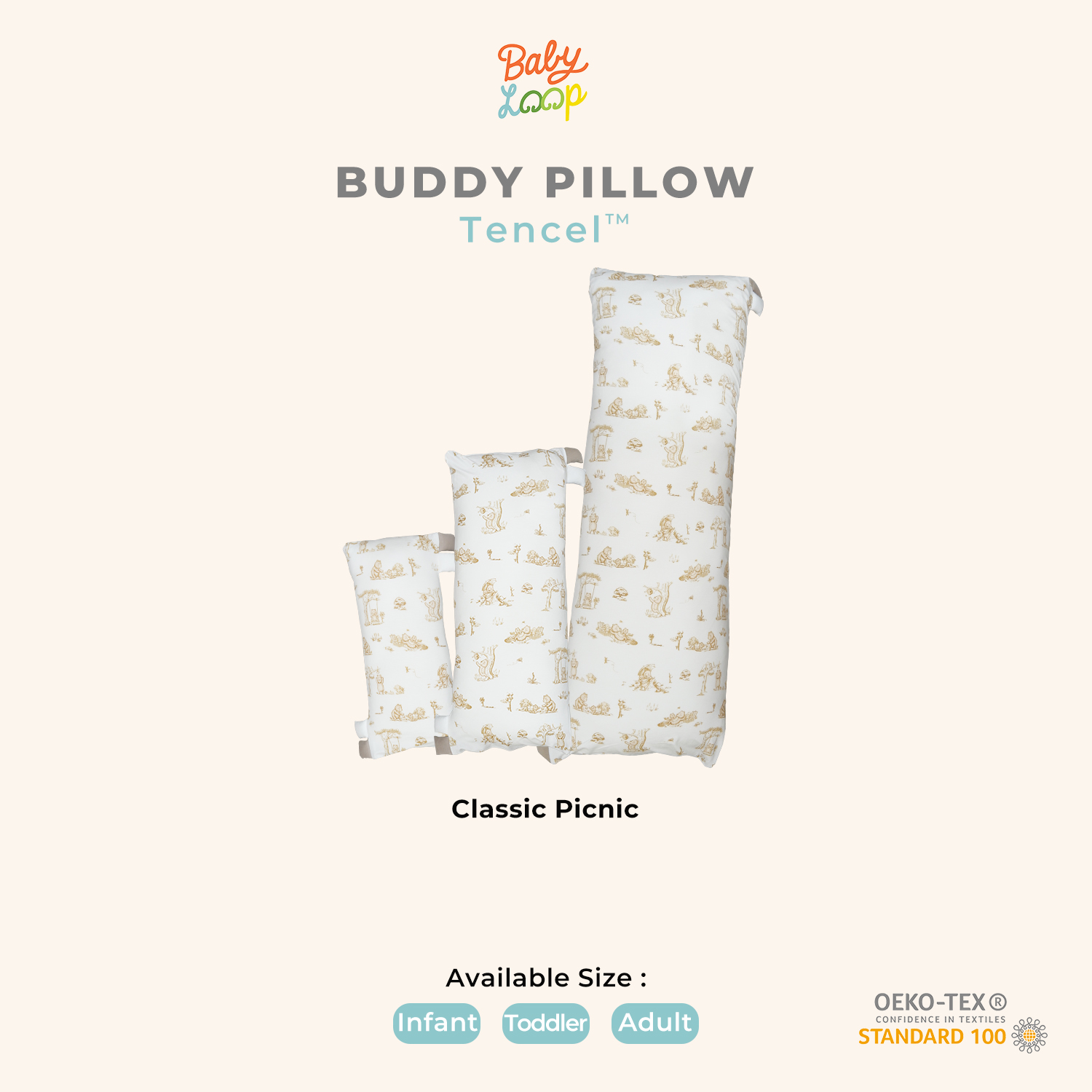 Buddy Pillow Classic PIcnic - Guling Boneka - Baby Loop - Baby Loop